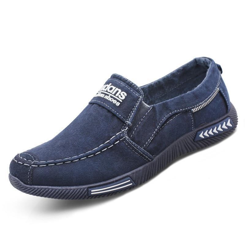 Herre Loafers Mokasiner Åndbare Flats Walking Light Canvas Sko ...